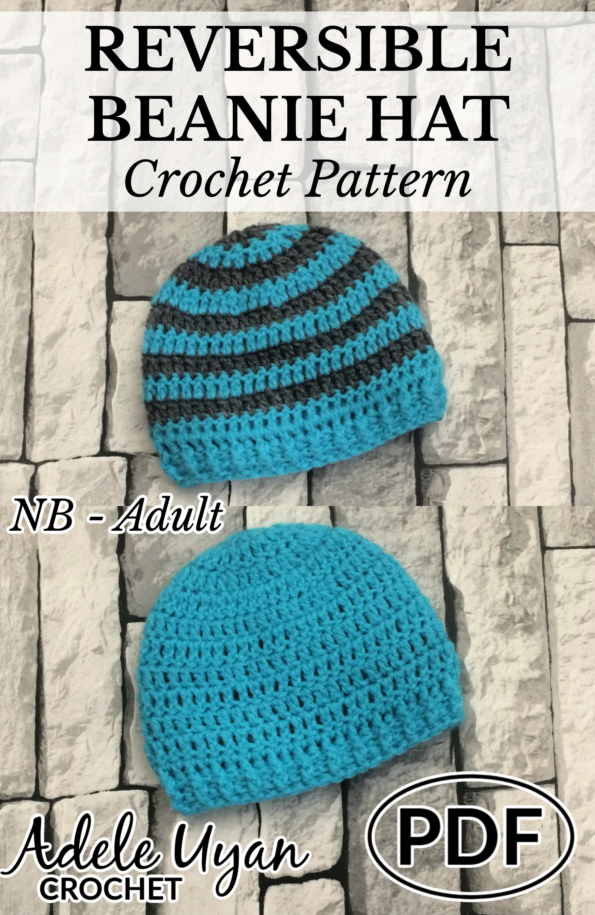 Reversible Beanie Hat (Crochet Pattern) – Adele Uyan Crochet